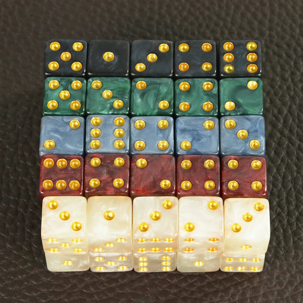 Мраморные кости Three X 10 шт, D6, 12 мм multi golden dot