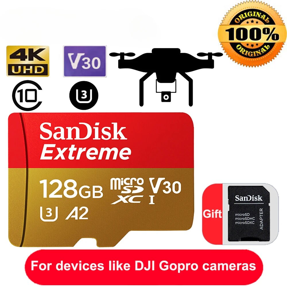 SanDisk Extreme 128GB microSDXC V30 A2 карта памяти