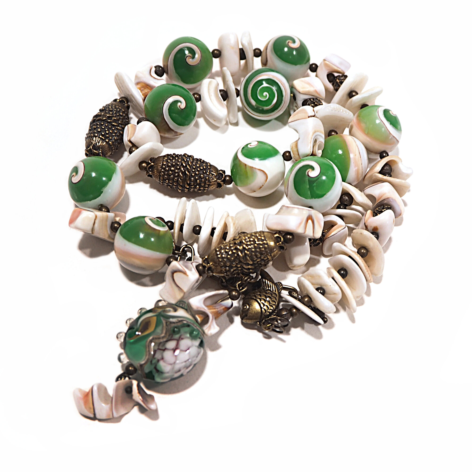 Колье, перламутр, ракушка, муранское стекло