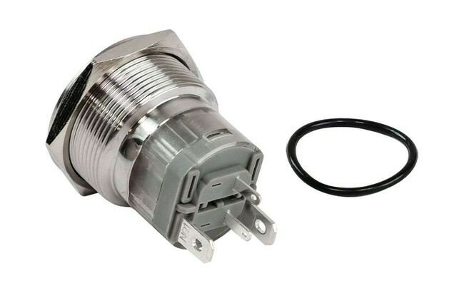 Кнопка без фиксации, подсветка белая, 12 В, д. 22 мм, Marine Rocket (Москва)