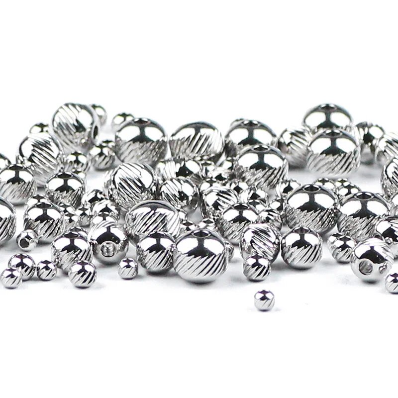 Бусины круглые из нержавеющей стали HGKLBB 3/4/6/8 мм 6mm 50pcs, Tire shape