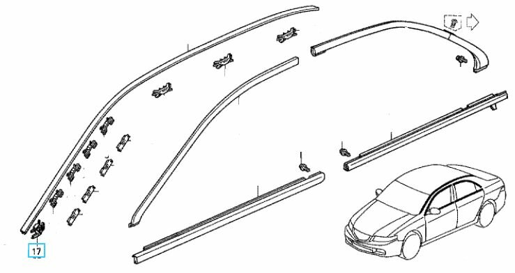 Фиксатор Е, прав. Сторона ветрового стекла (чёрный) (Оригинал)