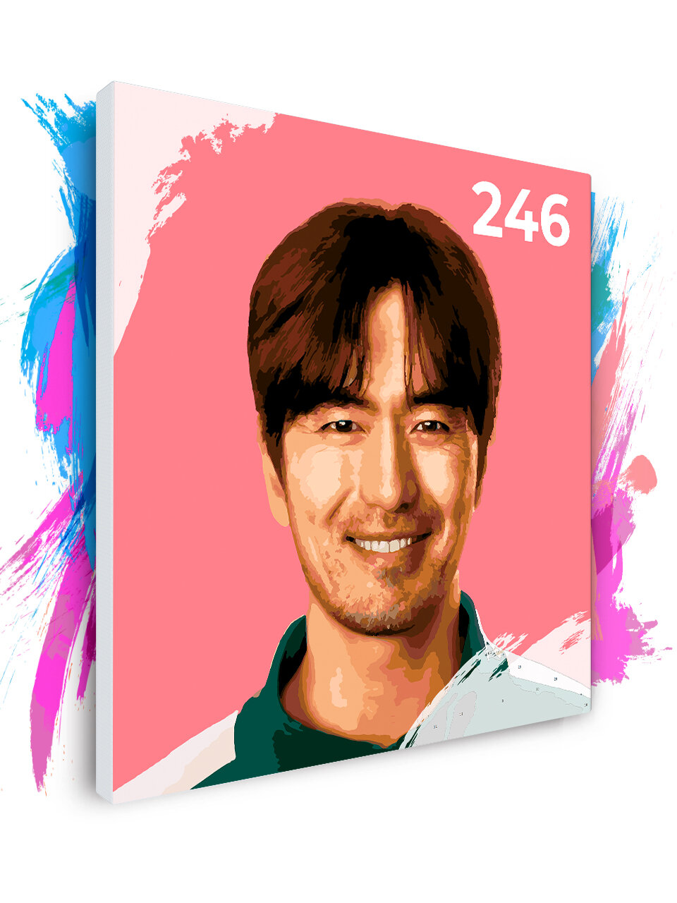 Картина по номерам на холсте Игра в кальмара 2 - Пак Гён Сок игрок 246, 40 х 40 см