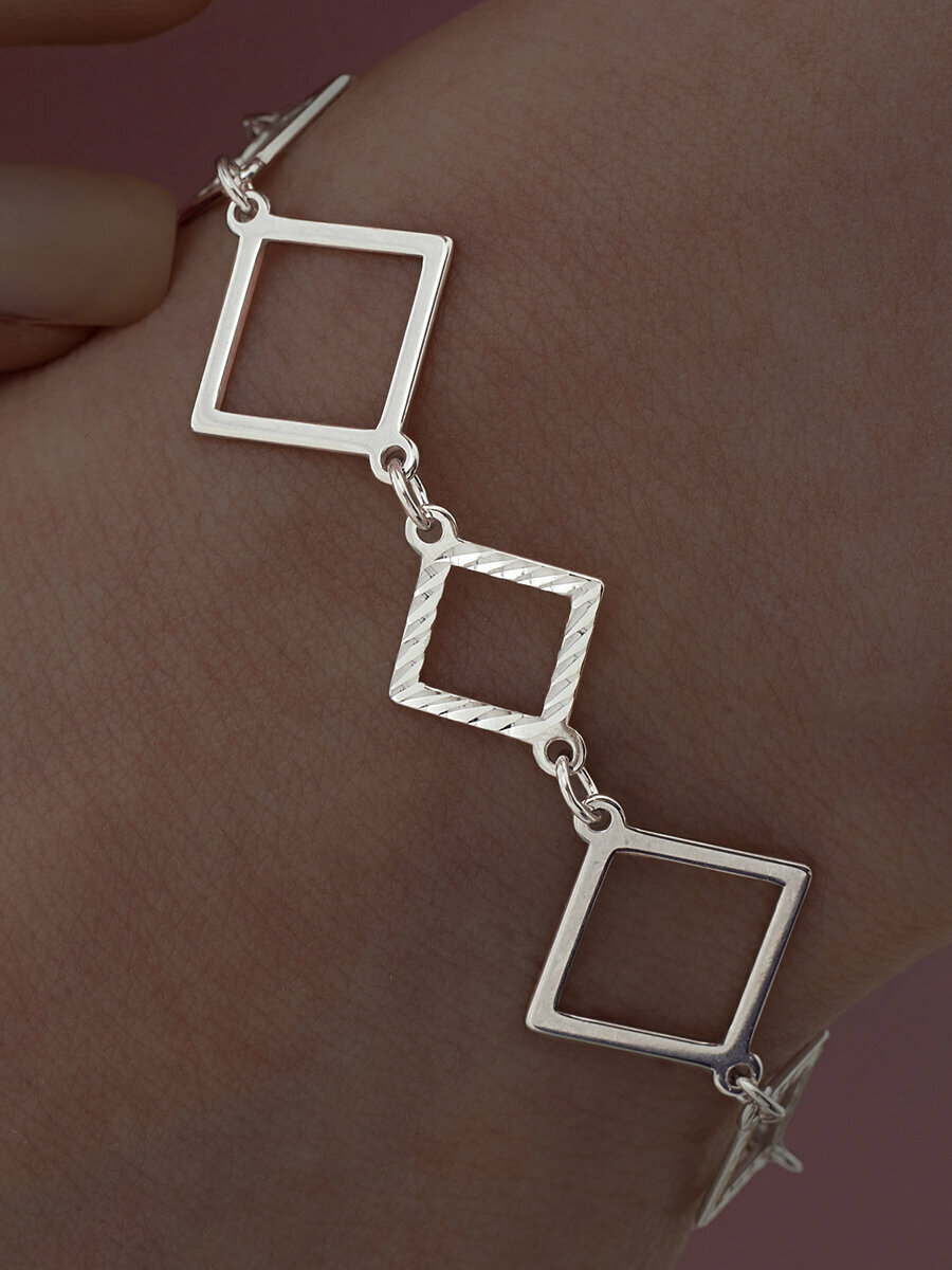 Браслет-цепочка, серебро, 925 проба, родирование