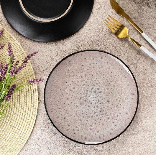 Тарелка десертная, керамика, 20 см, круглая, Глэнс, Daniks, HMN230212A-SI/P