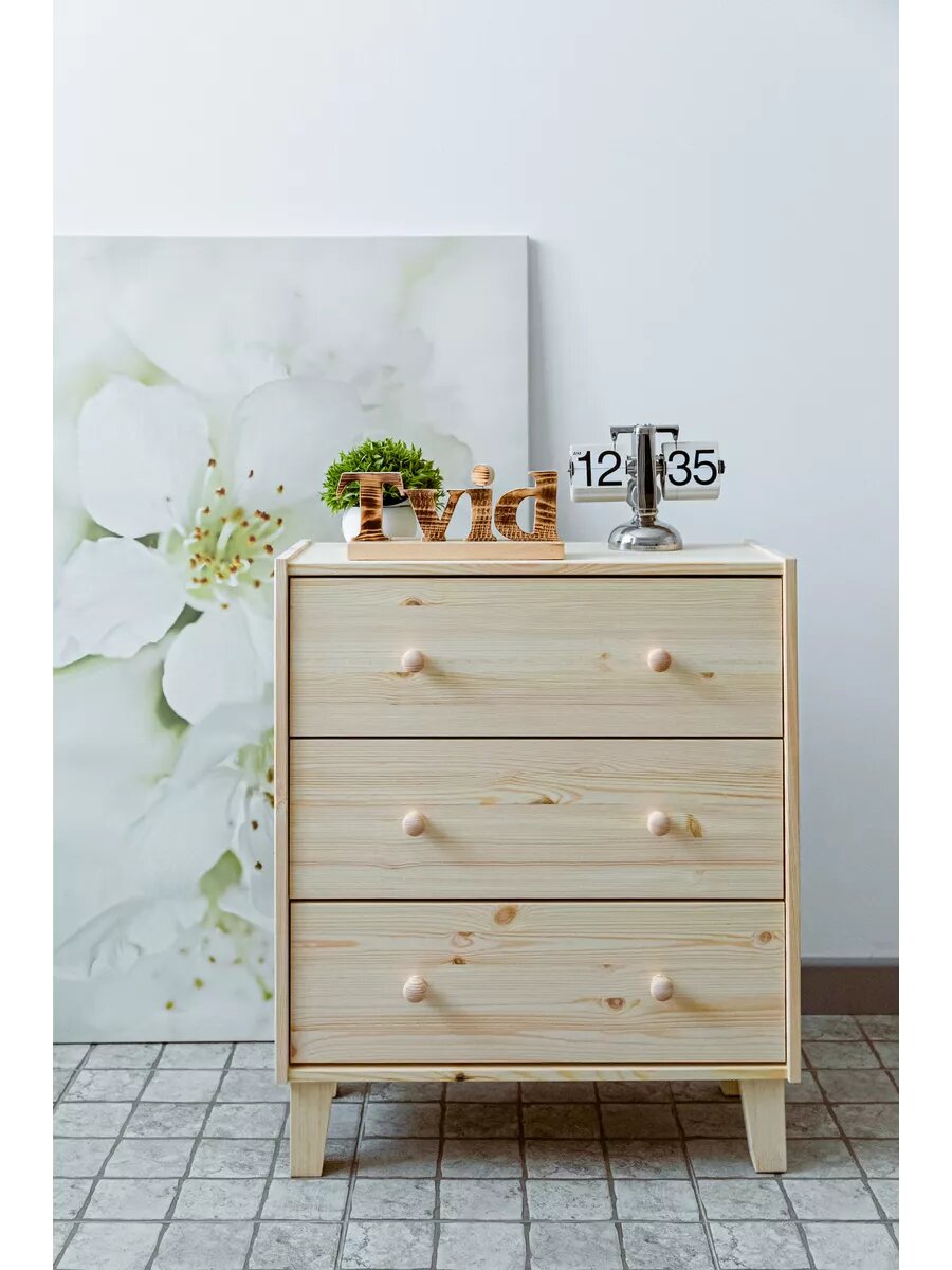 Комод икеа "Раст", деревянный, 3 ящика, на ножках, цвет сосна