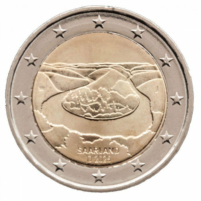 Германия 2 евро 2025 "Федеральные земли Германии II - Саар, Сааршляйфе", Биметалл, в сохранности UNC