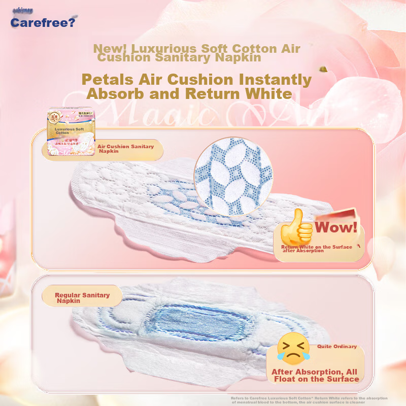 Whisper Luxurious Cotton Air Cushion Sanitary Napkins, Daytime Use, 240mm*12 Pieces, Light Fragrance, Super Absorbent, Anti-Sticky