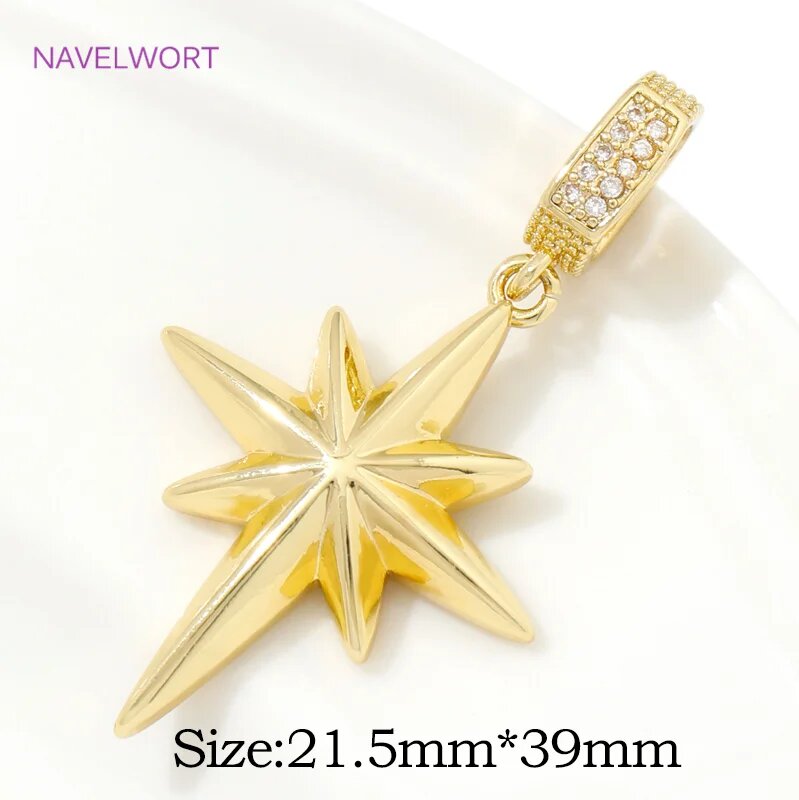 Подвеска NAVELWORT звезда 18K Gold Plated, 2 шт, 21.5*39 мм