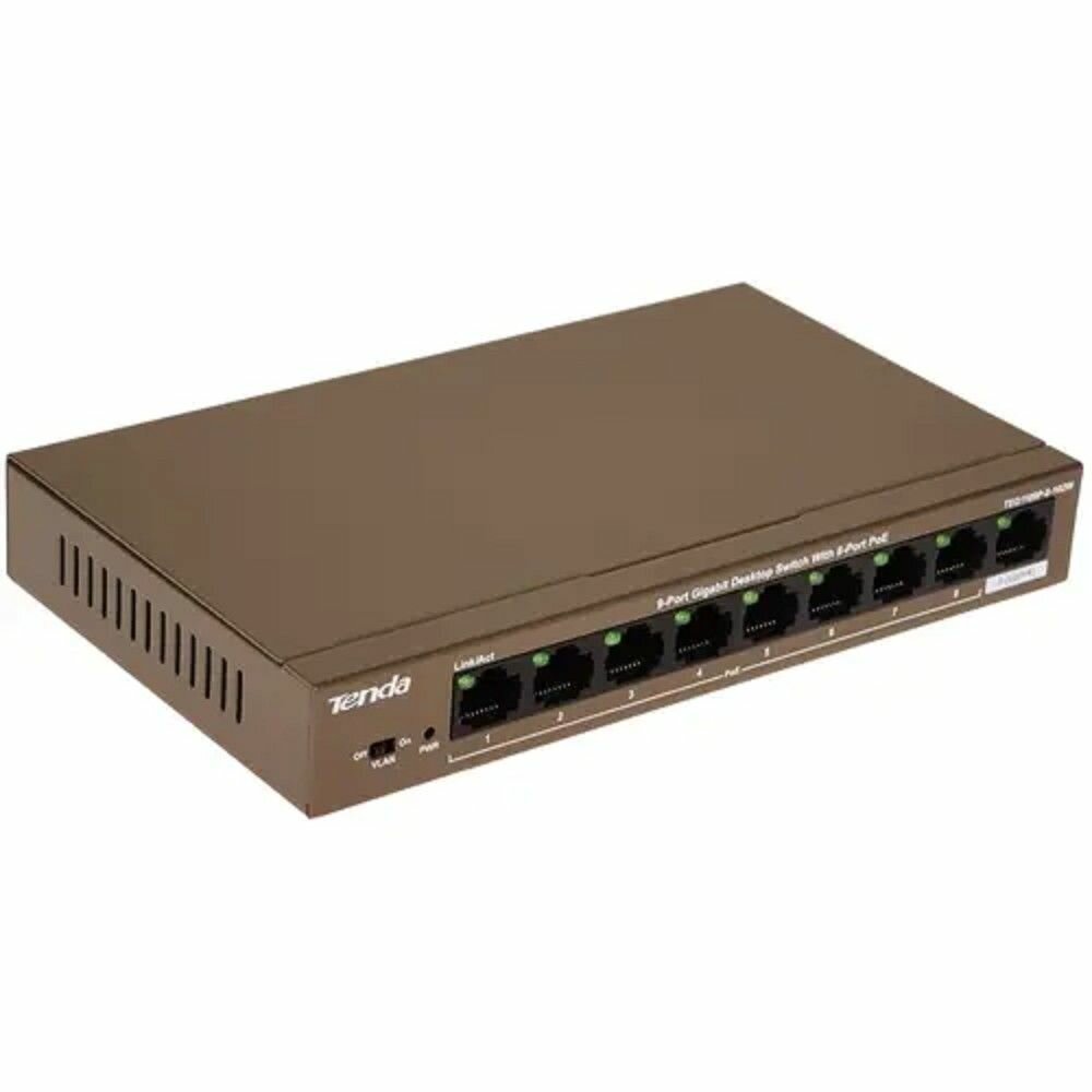 Tenda Сетевое оборудование TEG1109P - 8 - 102W Коммутатор настольный 9 - Ports 10 100 1000 Base - T 8 - Ports PoE PoE бюджет 92W