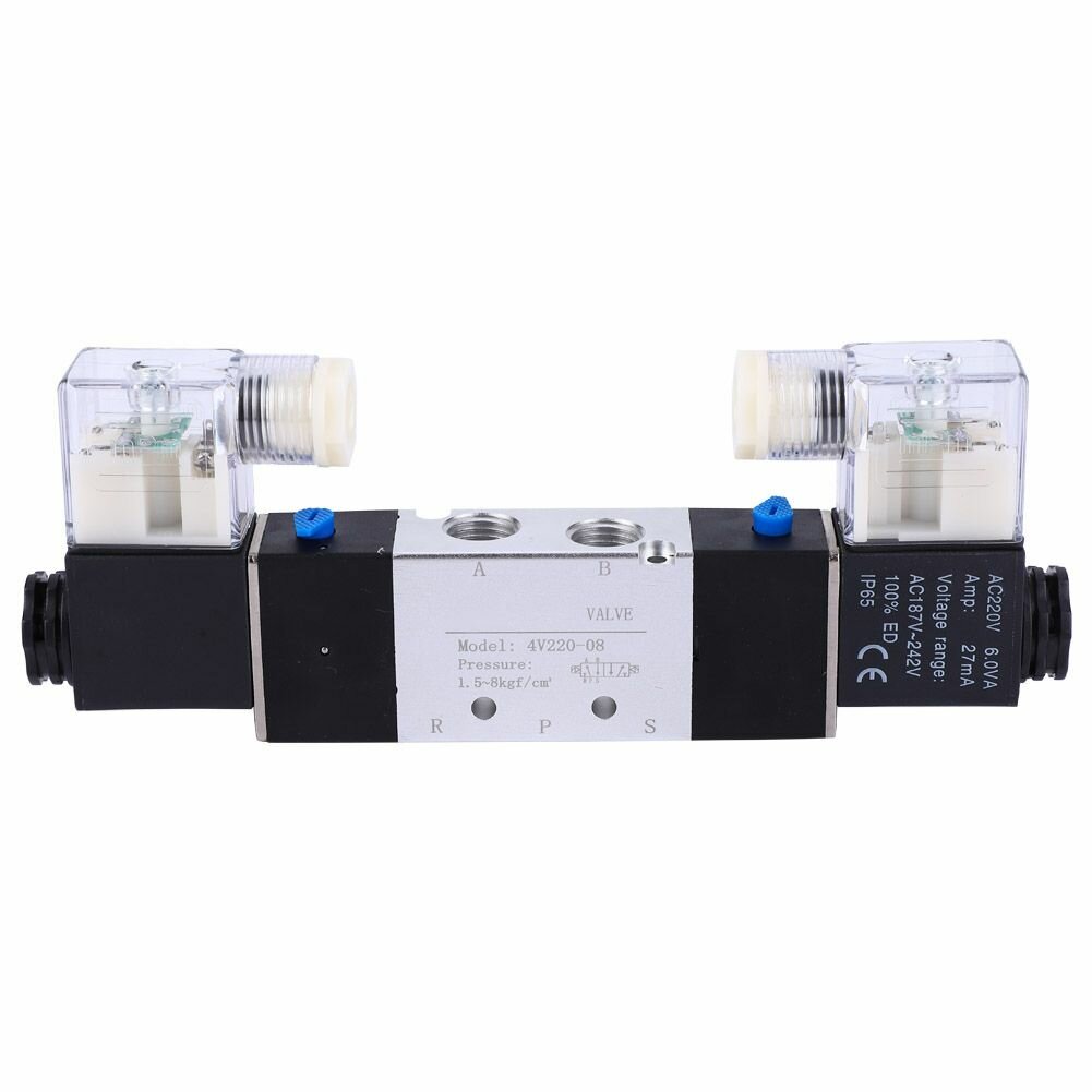 Пневматический электромагнитный клапан 4V220-08, 1/4" вход, 1/8" выход, DC12В/24В, AC220В