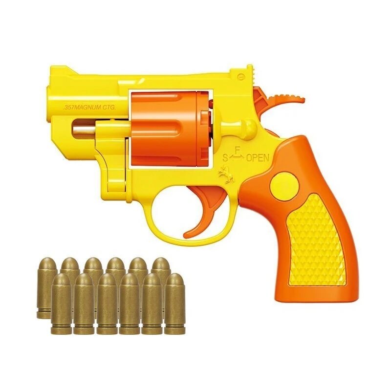 Мини-мягкий пулевидный пистолет, игрушки, желтый детский револьвер для стрельбы, повторяющийся игрушечный пистолет