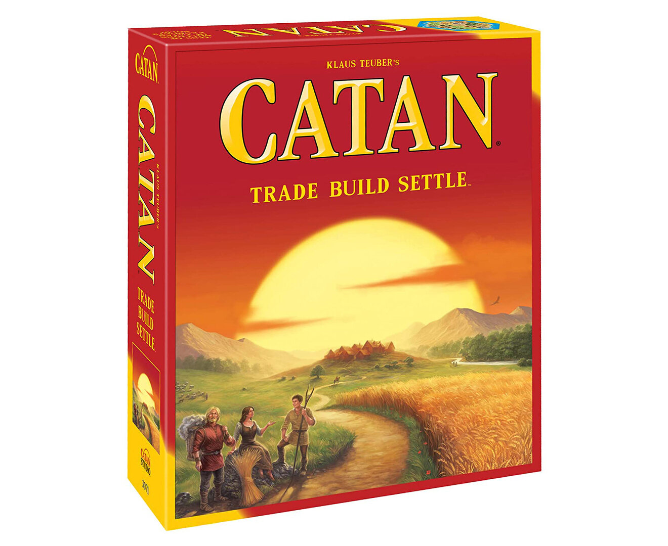 Settlers of Catan: 5th Edition - Классическая настольная игра, 19 шестиугольных плиток регионов, 6 рамочных деталей моря, 9 дополнительных деталей гавани, 20 деревянных фигурок поселений, 16 деревянных фигурок городов, 16 деревянных фигурок дорог, 95