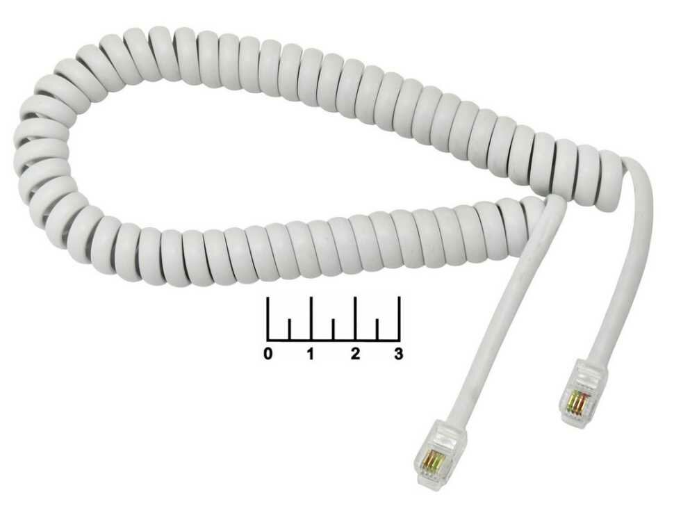 Шнур телефонный витой к трубке 2м 4P4C (RJ-9) Rexant белый) (18-2021)