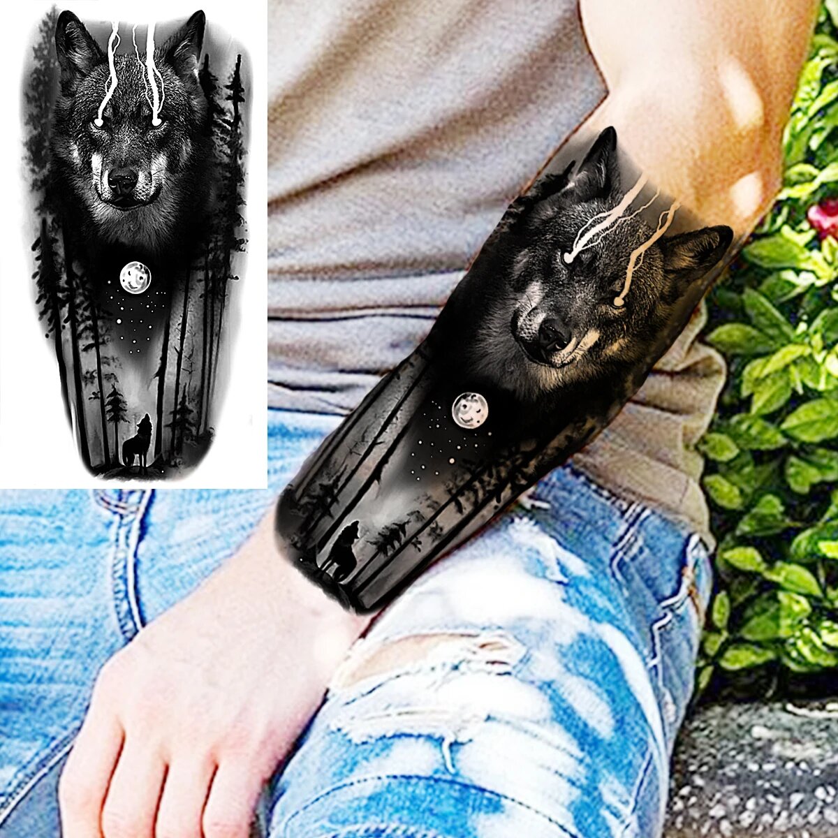 Временная татуировка YURAN Черный череп GXZ034