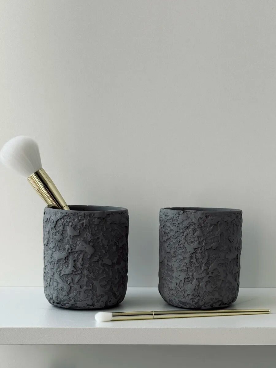 Стакан для кистей для макияжа и косметики Grey (2шт)