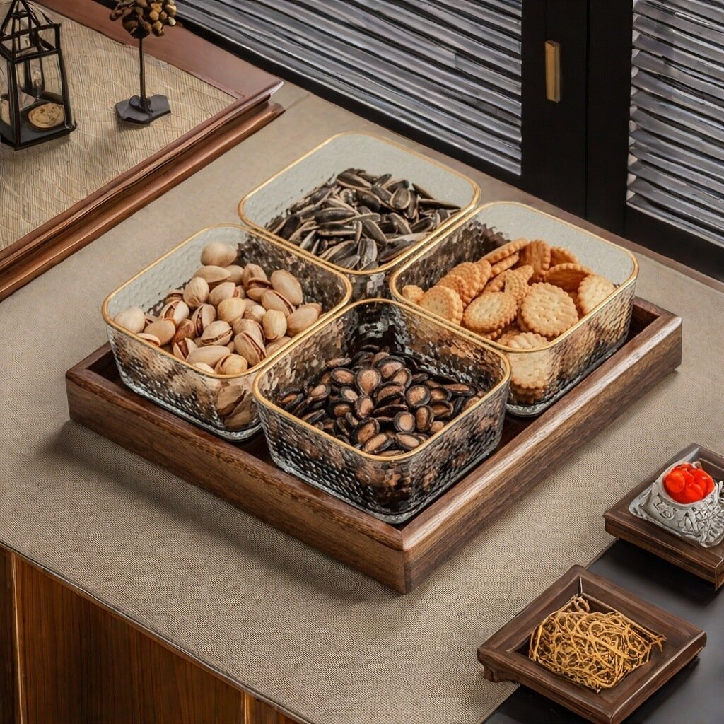 Новая фруктовая тарелка в китайском стиле для гостиной, кофейного стола, коробка для хранения сухофруктов и семян подсолнуха, конфетная тарелка, поднос для закусок и чая, фруктовая тарелка