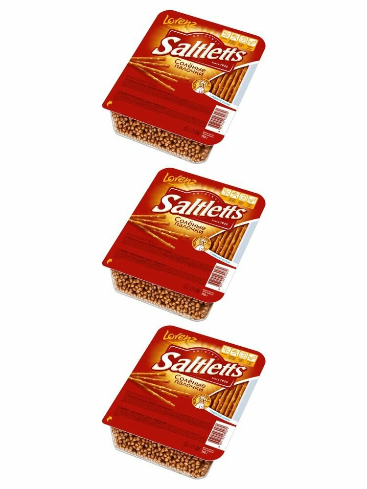 Saltletts Палочки Lorenz Snack-World классические, 150 г, 3 шт //