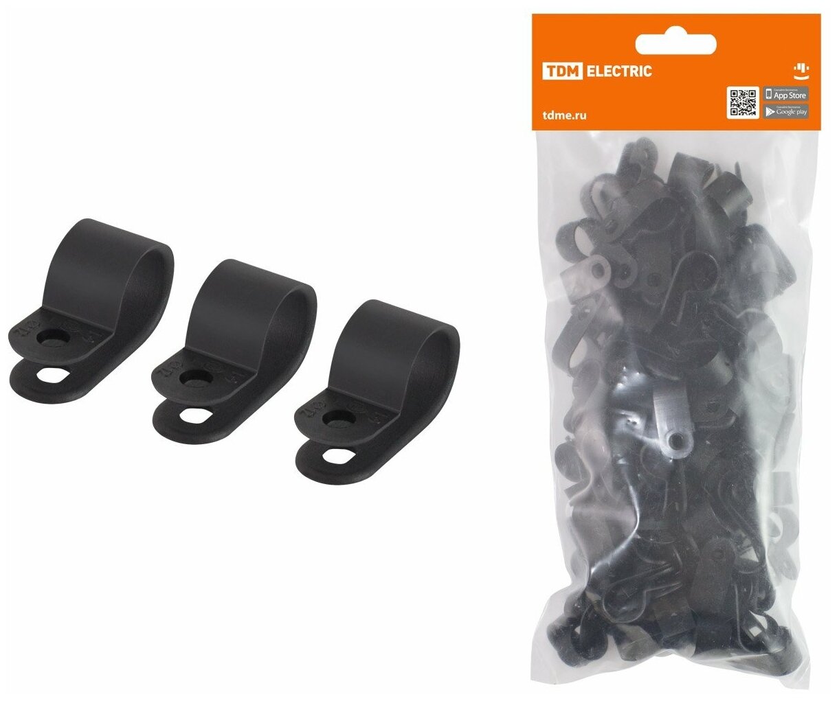 Скоба нейлоновая крепежная СКН-20 черная (100 шт) TDM {SQ0514-0216}