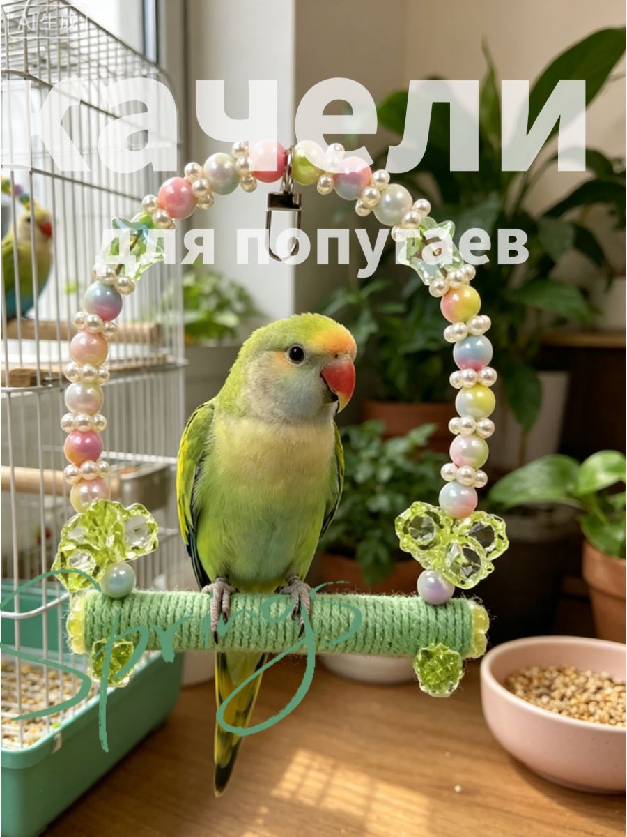 Качели Для Жевания: Игрушка Для Попугая В Клетку Корелла