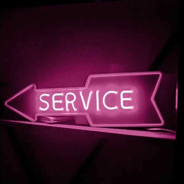 Неоновая вывеска "Service", 60х18 см, розовая