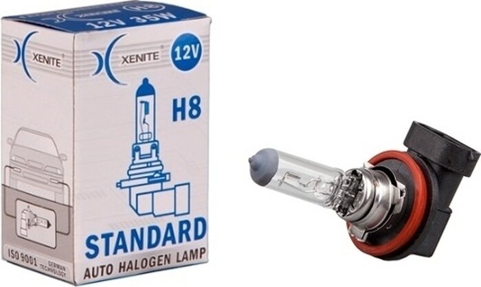 Лампа галогеновая головного света H8 PGJ19-1 3200K Standart 12V 35W картон 1шт, XENITE 1007015