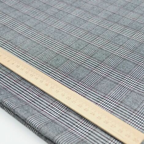 Ткань для рукоделия и шитья/Костюмная клетка серый/ без стретча/ на отрез 3*1,5 м