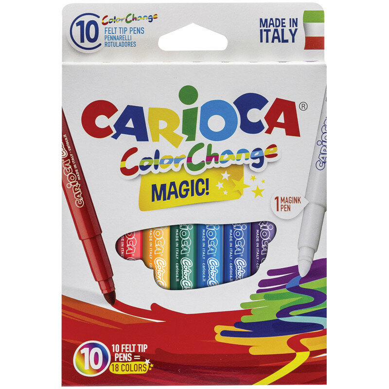 Фломастеры меняющие цвет Carioca "Color Change. Magic", 09цв.+1, 10шт, картон, европодвес, 231842