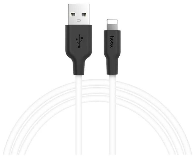 Кабель USB HOCO X21 Plus Silicone, USB - Lightning, 2.4А, 2м, белый