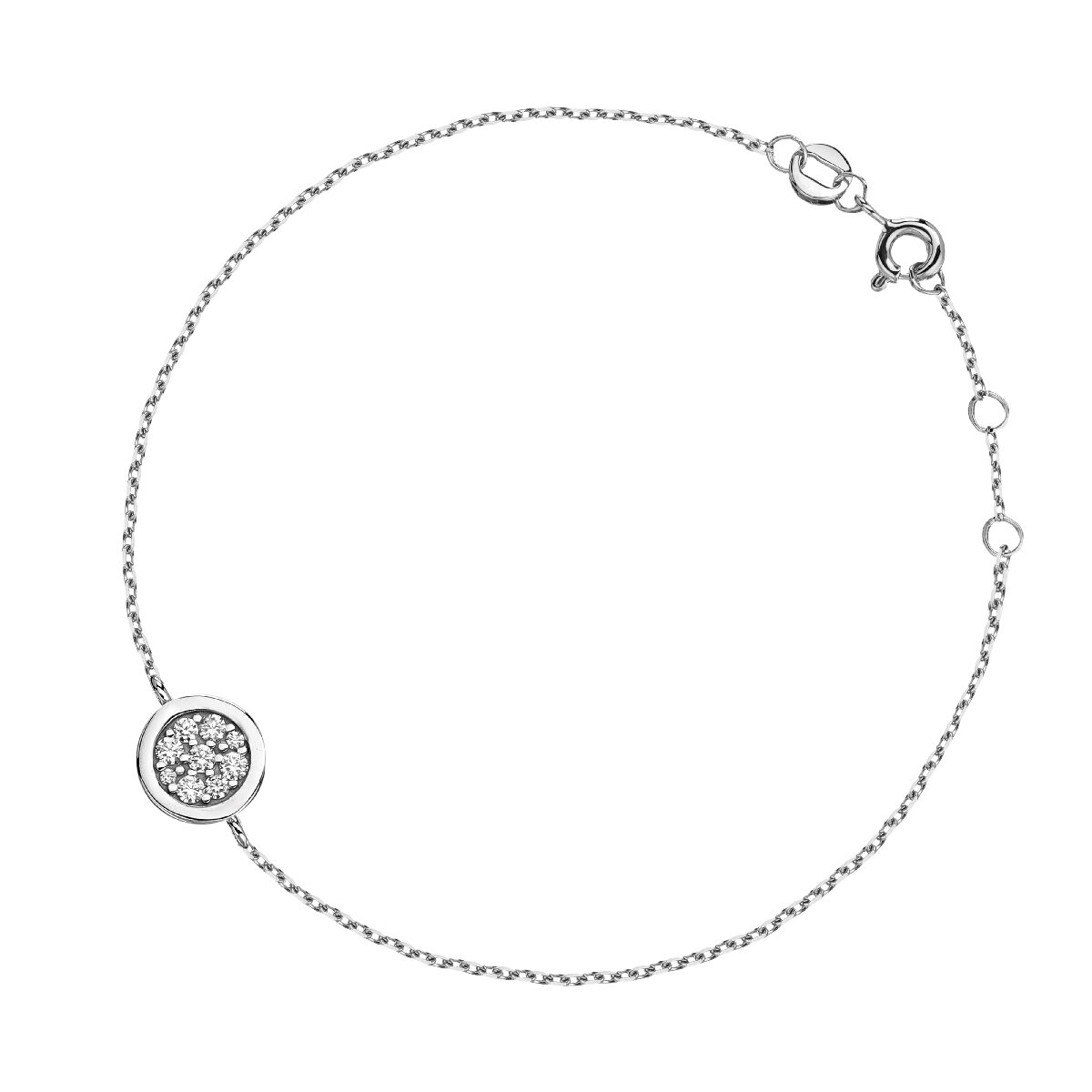 Браслет, белое золото, 585 проба, родирование, фианит