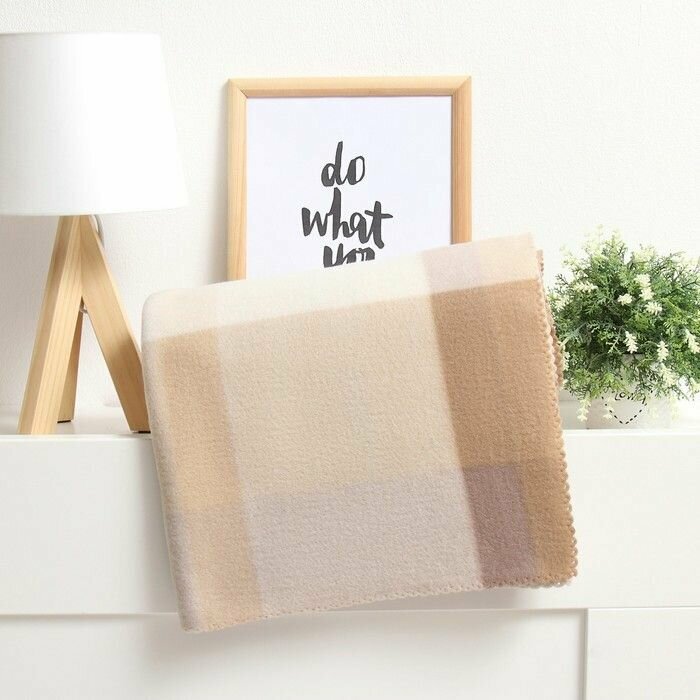 Плед Экономь и Я "Клетка" цв. беж, 150*200 см, пл.160 г/м2, 100% п/э, флис