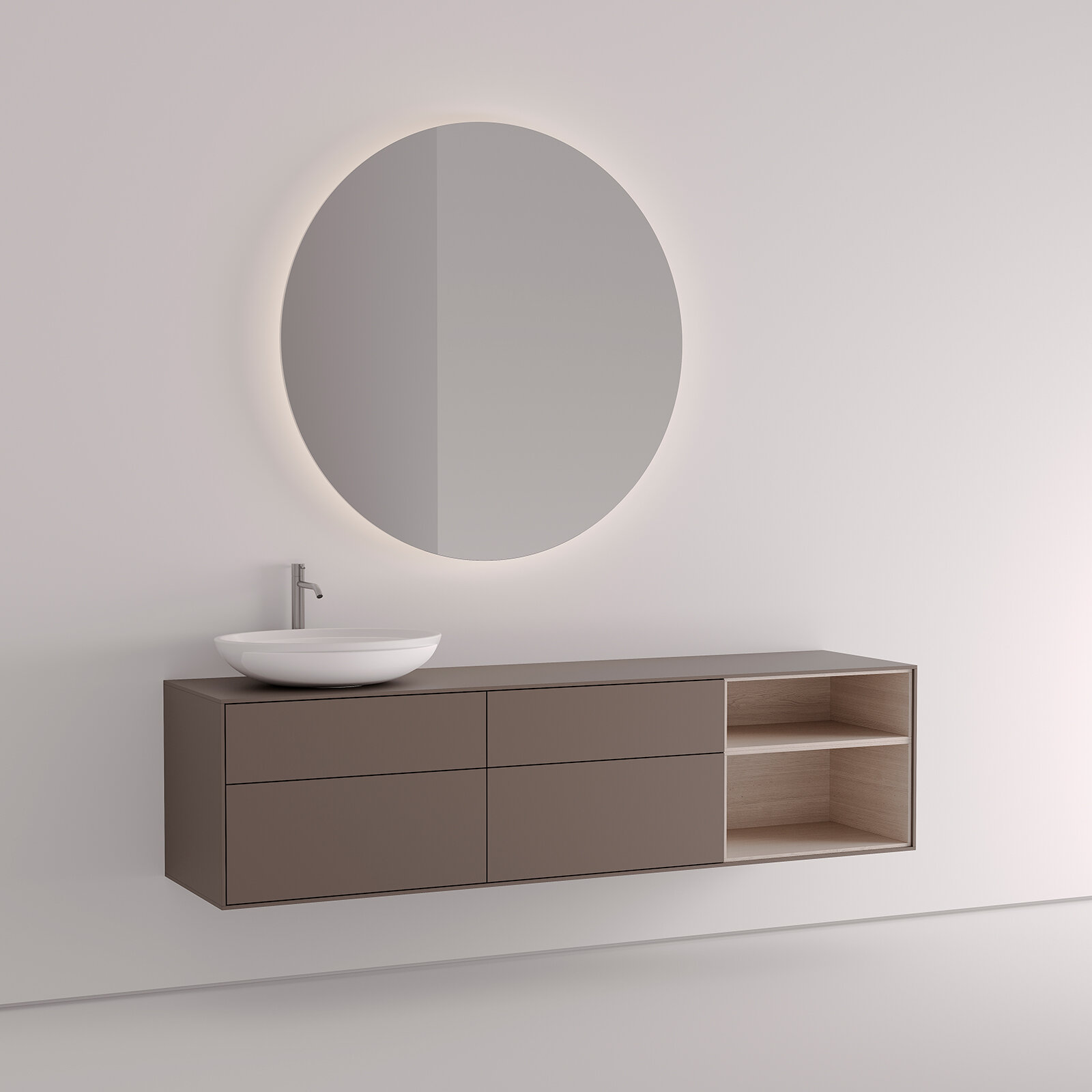 Тумба подвесная под две раковины 150 см. Vivomobili GRIGIO LONDRA