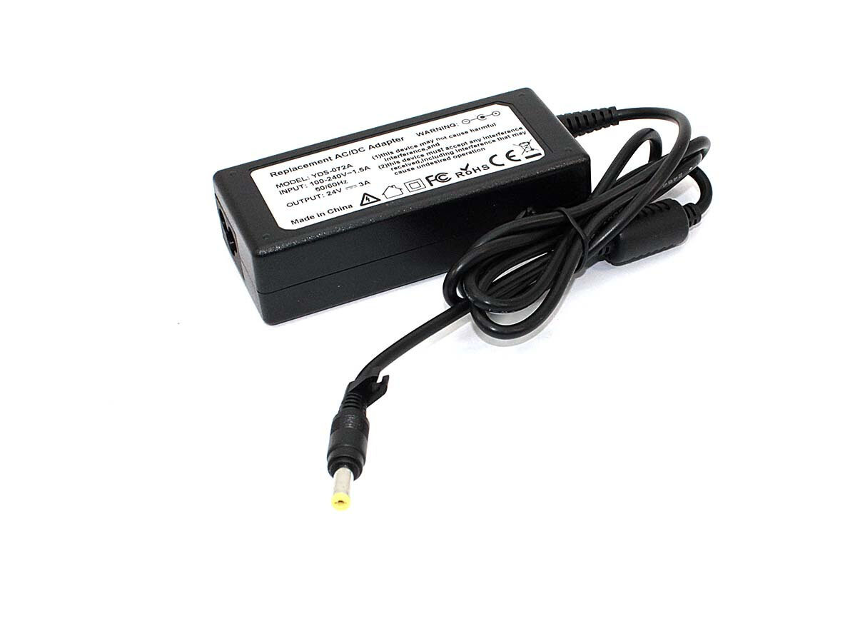 Блок питания (сетевой адаптер) OEM для монитора и телевизора LCD 24V 3A 72W 4.8x1.7 мм черный, с сетевым кабелем