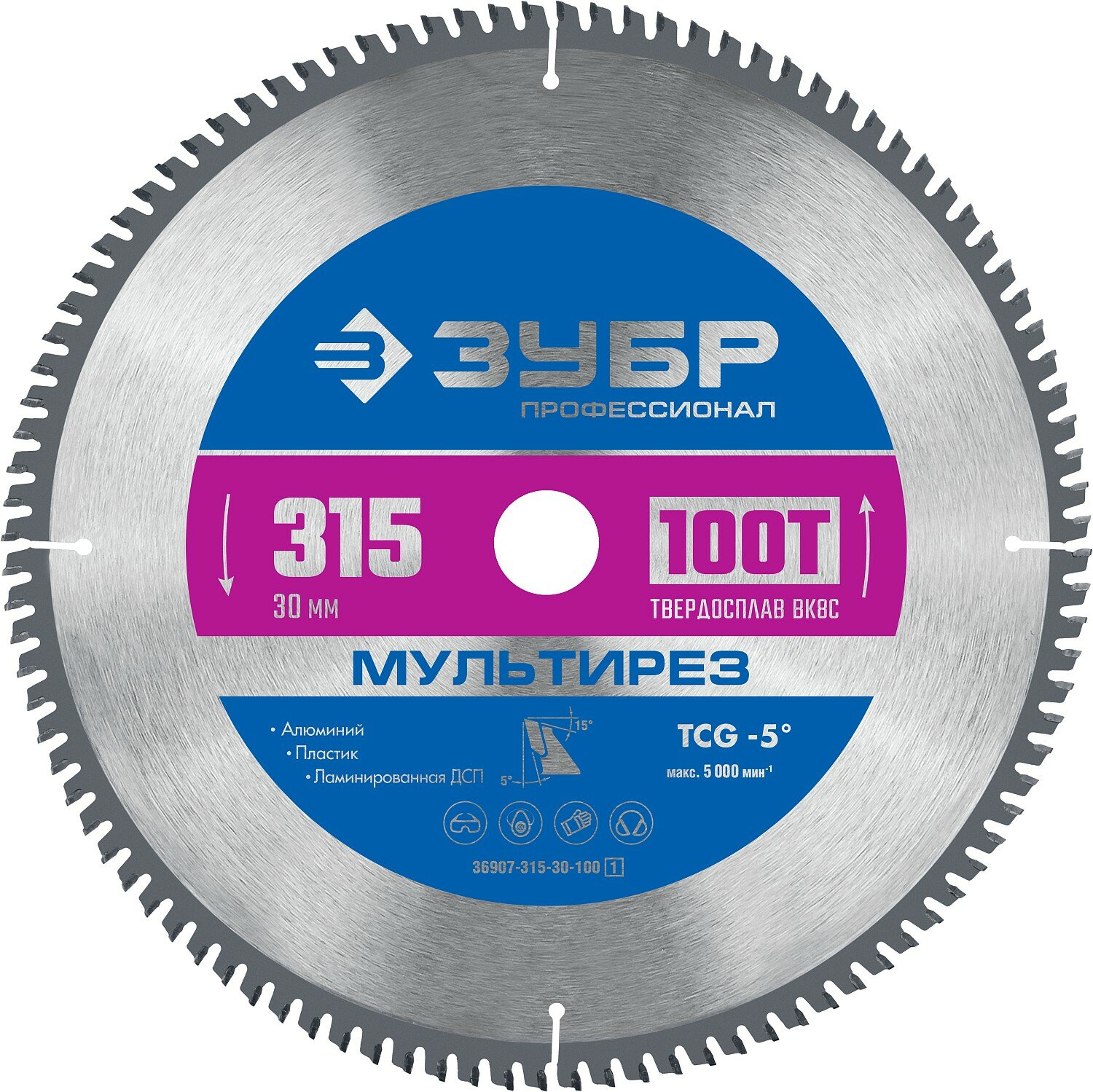 Мультирез 315 x 30мм 100Т, диск пильный по алюминию ЗУБР 36907-315-30-100_z01