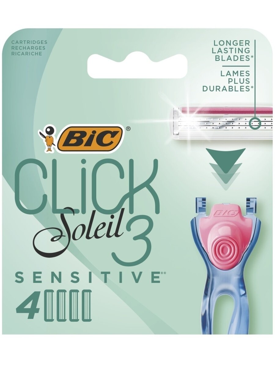Сменные кассеты BIC Click 3 Soleil Sensitive, уп. 4 шт.