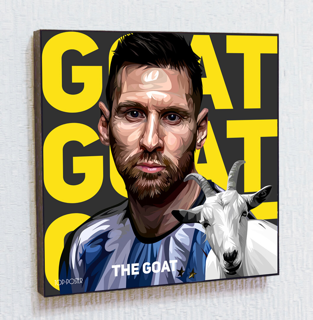 Картина постер Лионель Месси 6 в стиле ПОП-АРТ в рамке с креплением / Top Poster