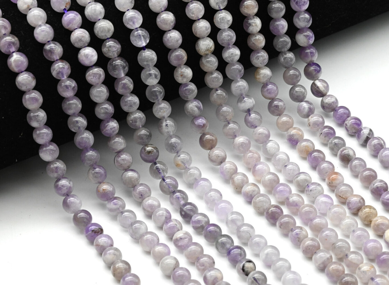 Бусины из аметиста лавандового шарик 6мм, 37,5см, 62 бусины .