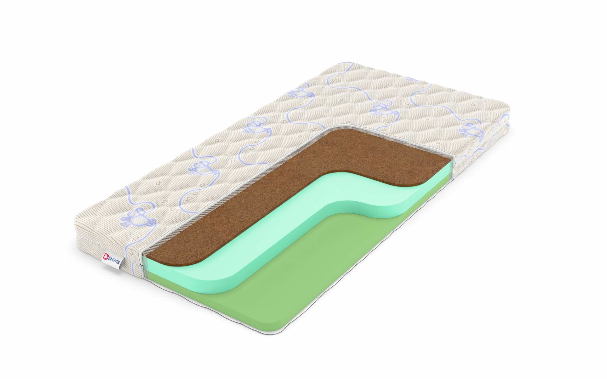 Матрас Denwir Baby Springless Eco Foam Hard 9 60х140 высота 9 см анатомический жесткий средней жесткости кокосовый