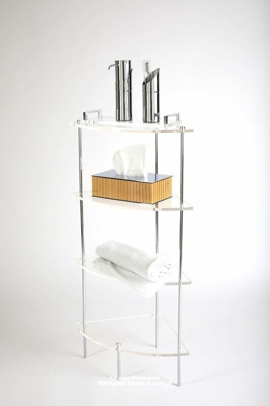 Этажерка напольная угловая 4-ная хром 35х35 h93