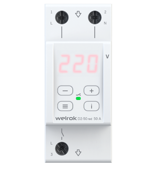 Welrok D2-40 RED Двухмодульное реле напряжения с термозащитой 40A