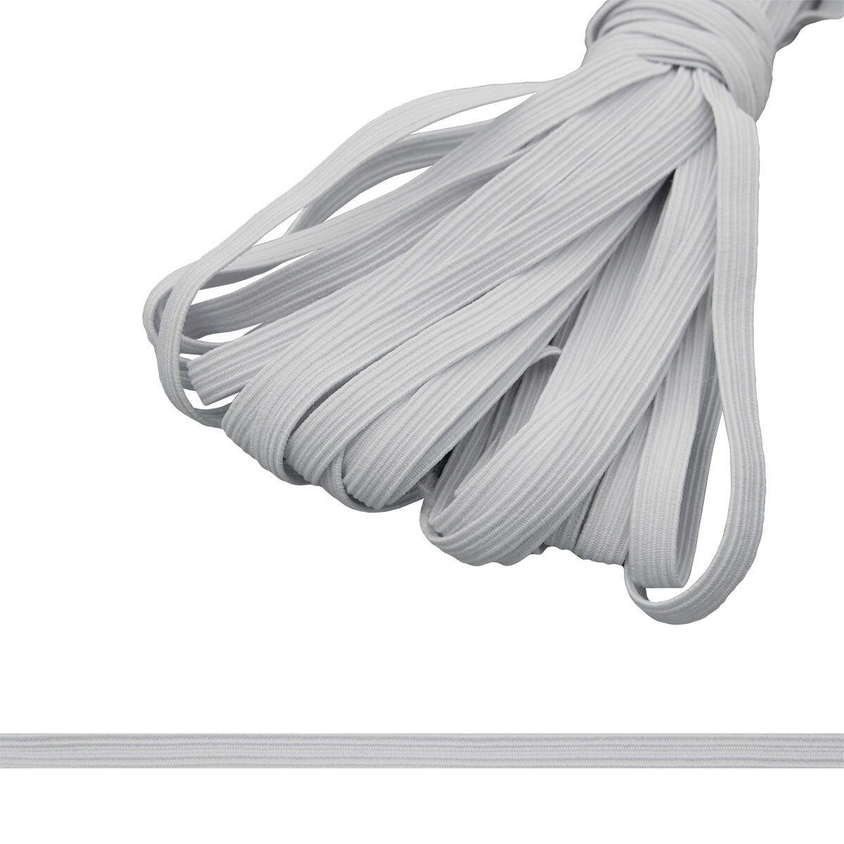 Тесьма эластичная (продежка) 3,8 гр/м, эластичность 140%, 7мм*10м, 10 мотков в упаковке, белая, 100 м