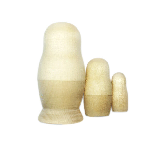 Матрешка заготовка, 70 x 30 мм, липа, бежевая, для росписи,3-х кукольная