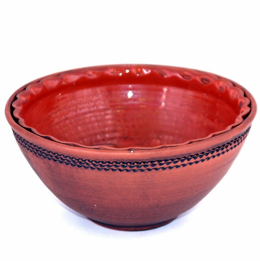 Универсальный горшочек, Миска малая зубчатая + глазурь, глина, керамика, ручная работа