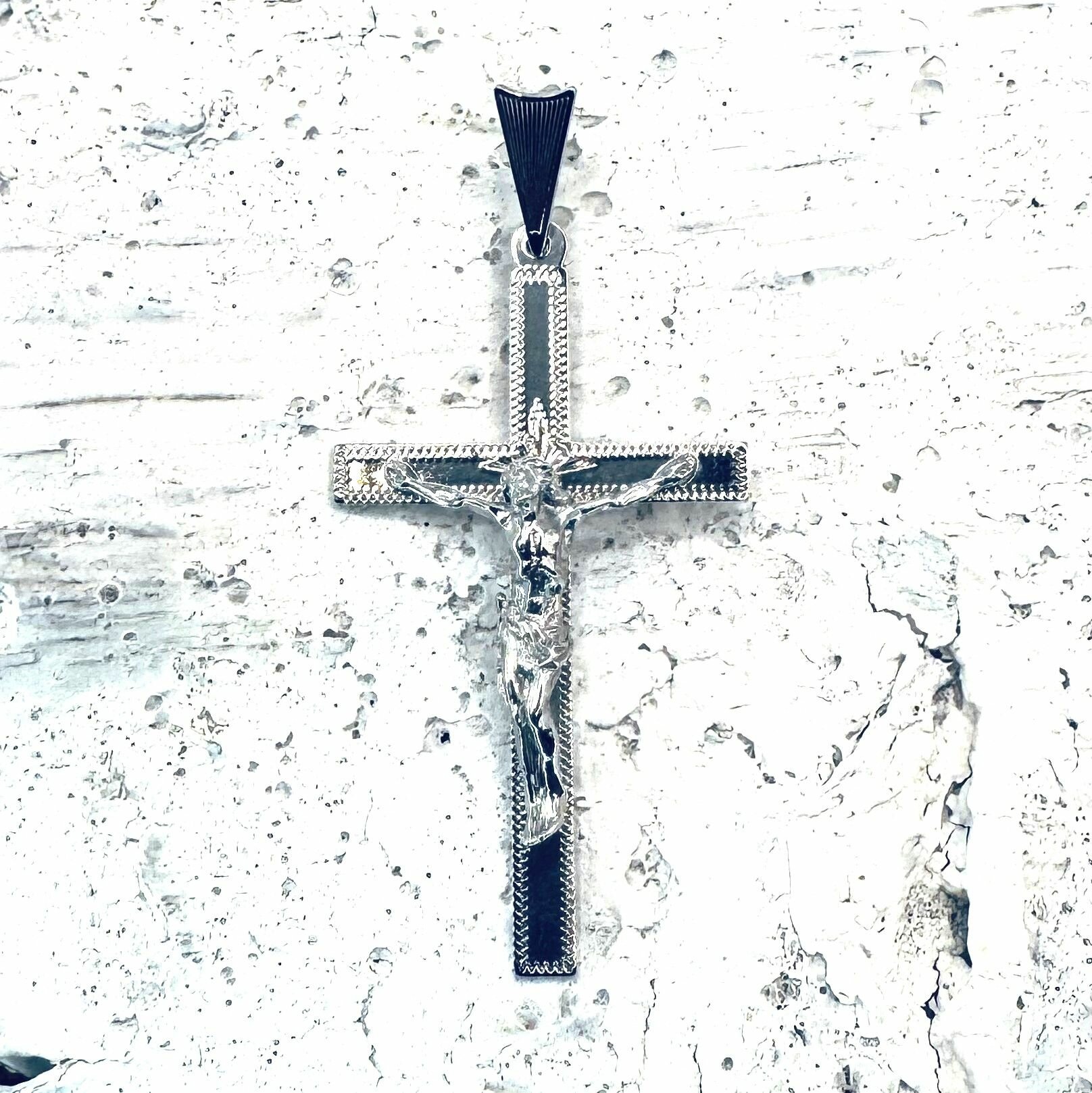 Крестик, серебро, 925 проба, родирование