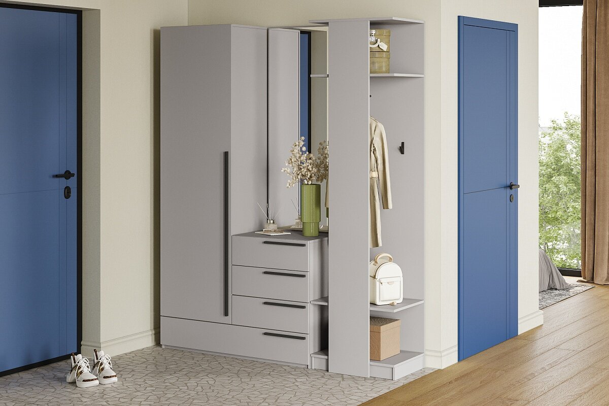 Прихожая МебельЛэнд24 Лорена Пакс - 6 Кашемир 175x34x200 бежевый с зеркалом