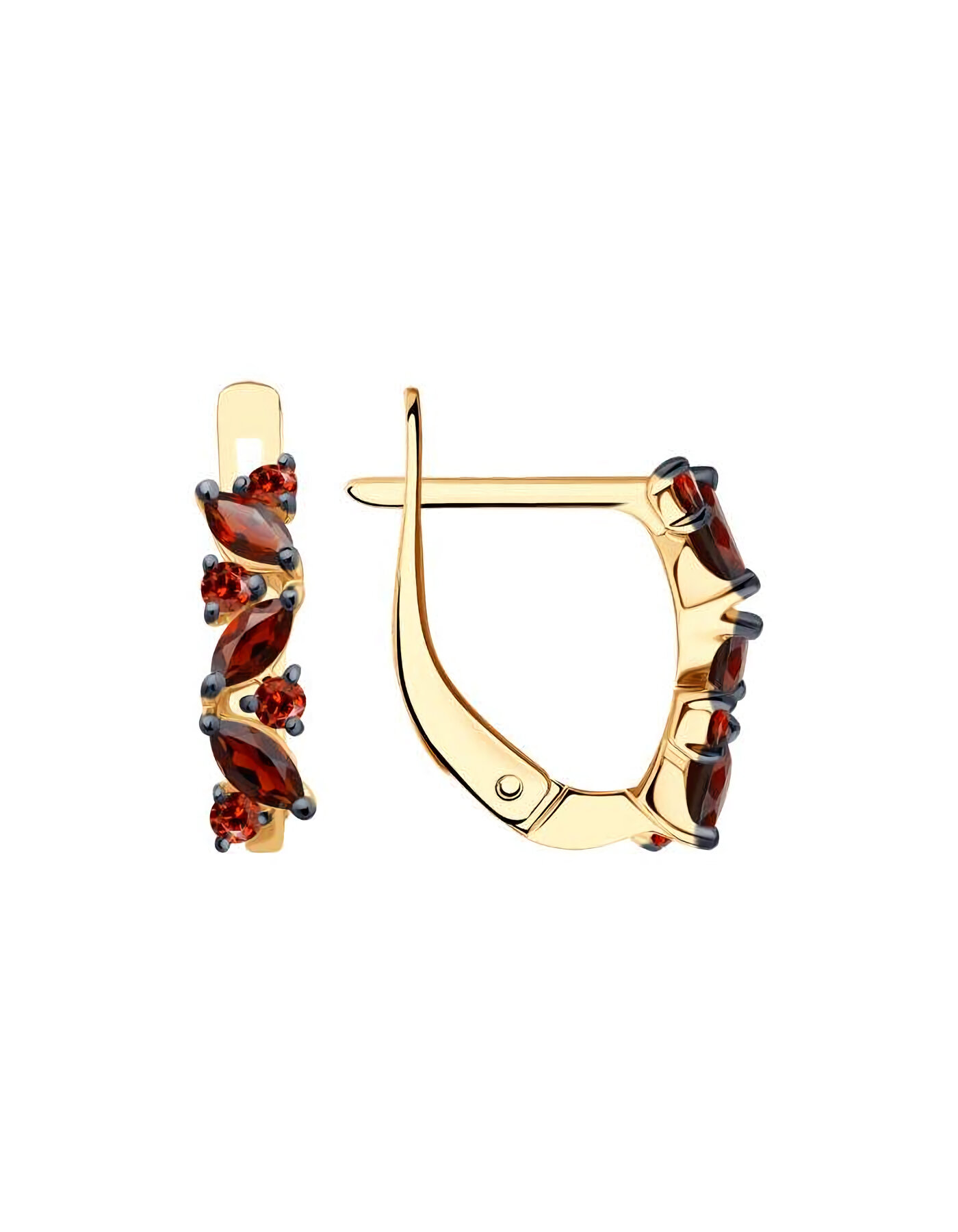 Серьги, красное золото, 585 проба, гранат
