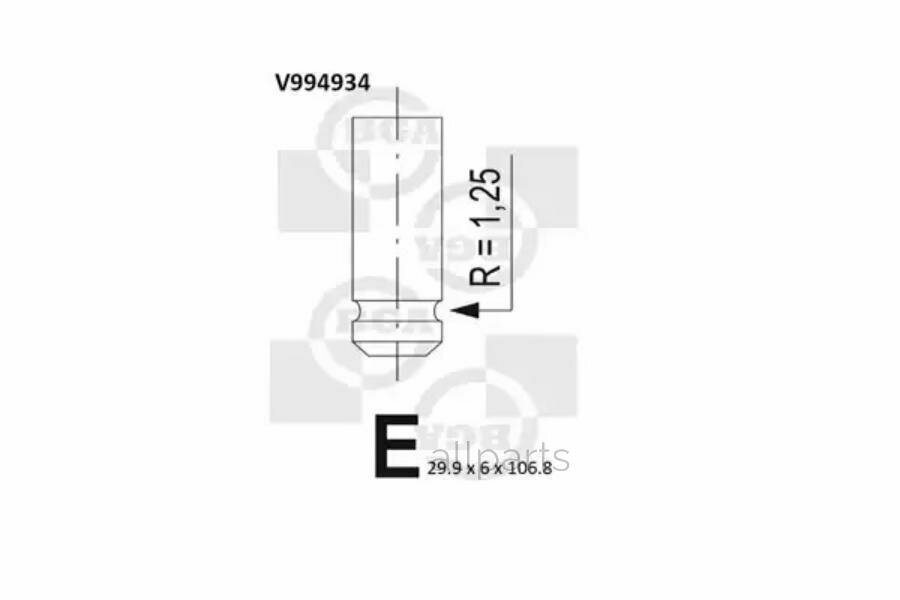 BGA V994934 Клапан двигателя выпускной [29.9x6x106.8] RENAULT CLIO I-II, KANGOO, TWINGO I-II 1.2 96-10