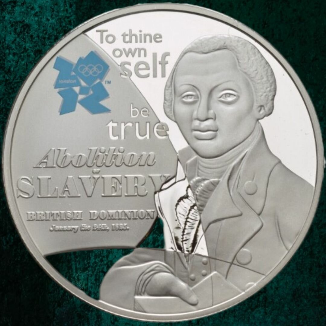 Инвестиционная монета 5 фунтов. Олимпиада в Лондоне 2012. Прославление Британии. Толерантность или Отмена рабства. 2009 г. в