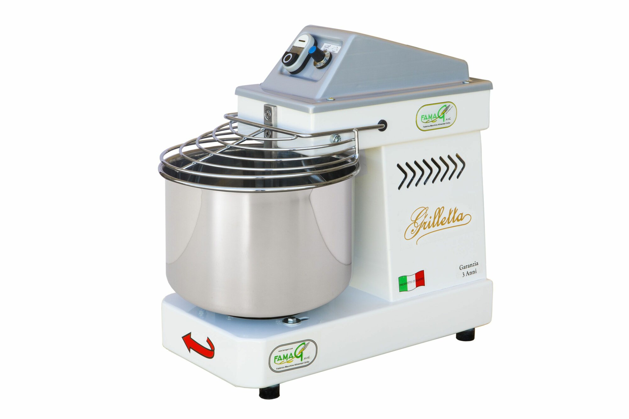 Спиральный миксер Famag Grilletta 5кг. 10скоростей, тестомес для крутого теста, с высоким содержанием влаги 75%, 370Вт Италия