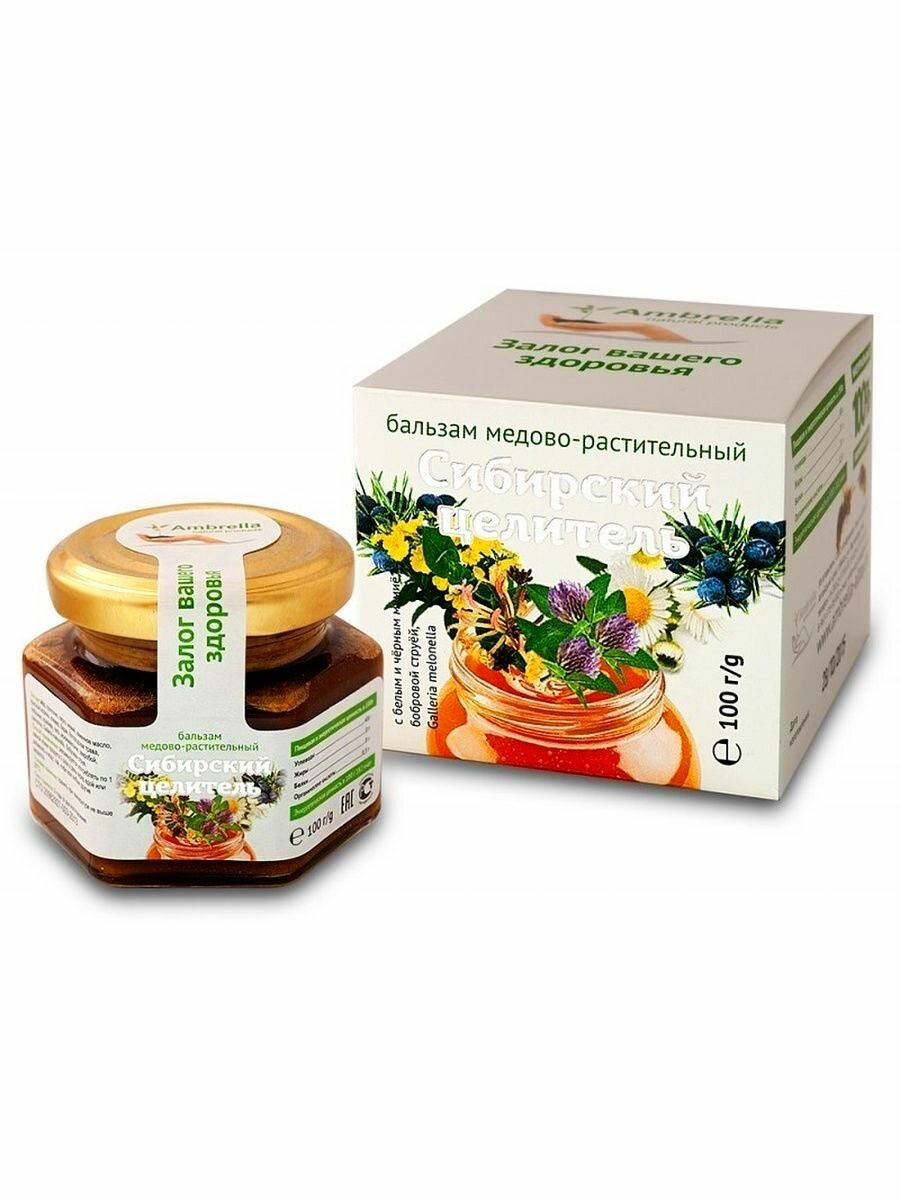 Бальзам "Сибирский целитель" медово-растительный, Амбрелла 100 гр стекло